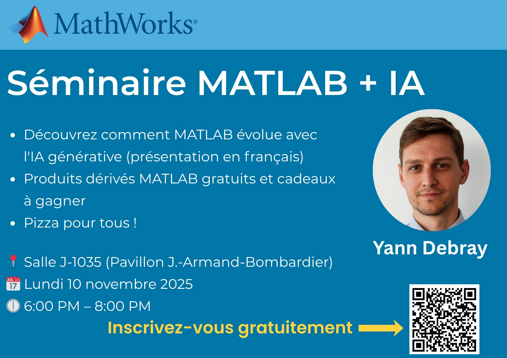 MATLAB + AI Seminar - lundi 10 novembre 2025 à 23:00 | MATLAB @ Poly